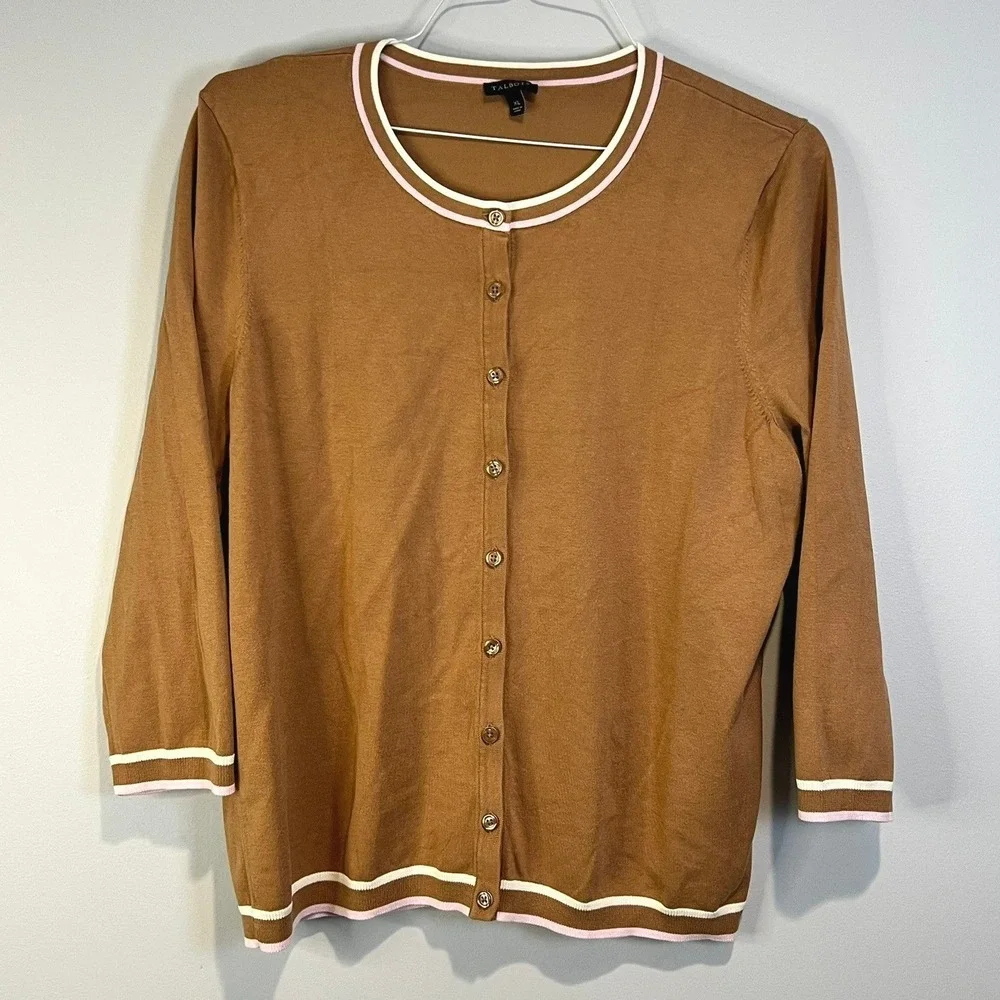 Talbots | Sweaters | Talbots Xl Charming Tipped Cardigan 34 Slv Cafe Au ...